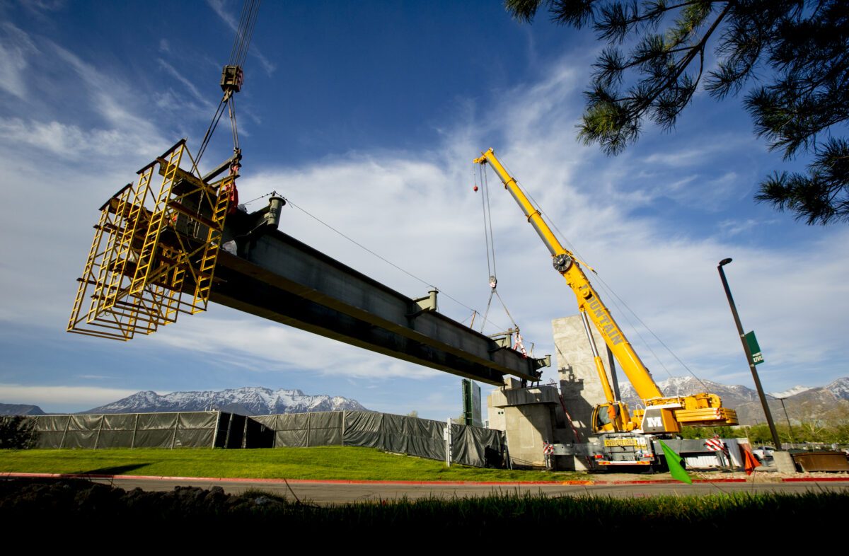 First structures lifted into place on UVU pedestrian bridge | News ...
